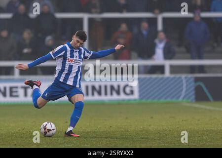 Hartlepool United's Jamie Miley in action with Boston's Dylan Hill ...
