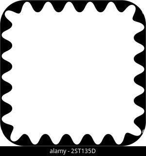 Square frame with wiggly inner edges. Rectangular shape with wavy ...