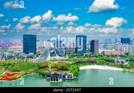 Aerial Scenery of Daning Lingshi Park in Jing'an District, Shanghai ...