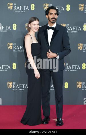 Tilda Cobham and Dev Patel attending the 2025 EE BAFTA Film Awards at ...