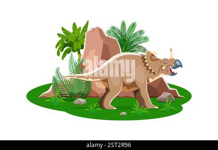 Centrosaurus prehistoric dinosaur character amidst a tropical landscape ...