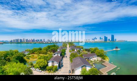 Aerial Scenery of Li Gongdi in Jinji Lake Scenic Area, Suzhou City ...