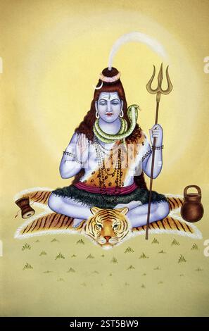 Lord Shiva Shanker Miniature Painting on Paper Stock Photo - Alamy