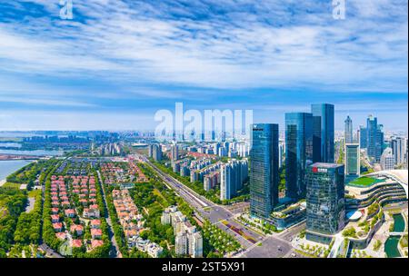 CBD and villa group in Suzhou Industrial Park, Jiangsu Province, China ...
