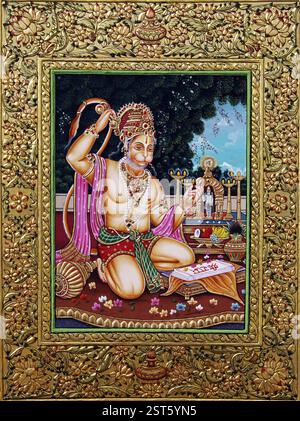 Lord Hanuman and Rama Miniature Painting on Paper Stock Photo - Alamy