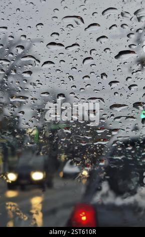 raindrop raining on car window droplets gloomy day Stock Photo - Alamy
