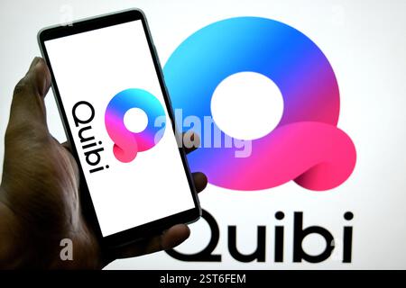 India. 15th Feb, 2025. In this photo illustration, a QUIBI logo is seen ...