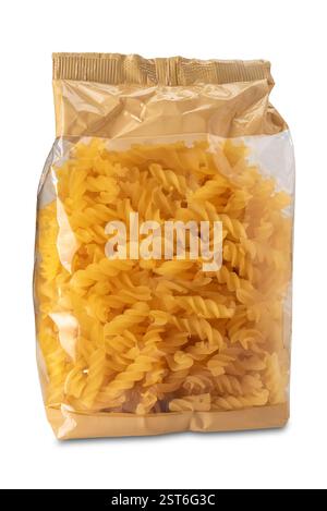 Paper bag with pasta on color background Stock Photo - Alamy