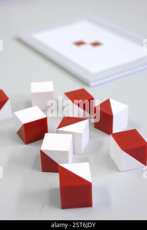 White and red blocks for physological test. IQ test Stock Photo - Alamy