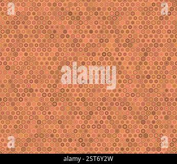 Pattern of hexagon shapes. Rounded stacked hexagons mosaic cells. Hexagon cells. Multiple tones ...