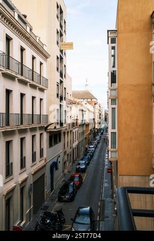 Architectural elements of buildings in Malaga, Spain Stock Photo - Alamy