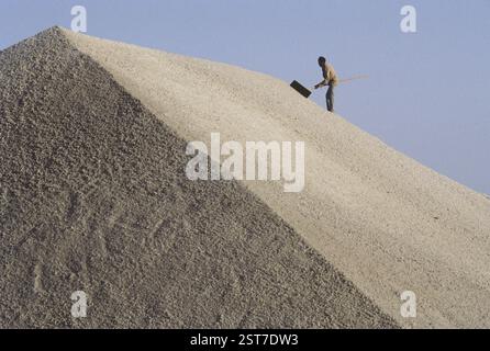 Salt plant, preparing salt hips, little rann of kutch, gujarat, india ...