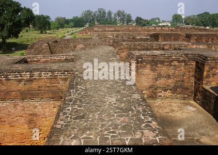 Aerial view of monastery, Nalanda university complex, Nalanda, Bihar ...