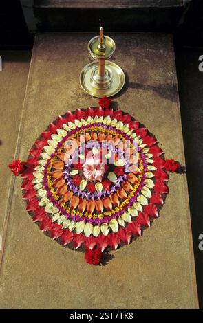Floral arrangement kerala india Onam Stock Photo - Alamy