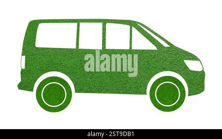 Eco-friendly transportation. Minibus silhouette with pattern of green ...