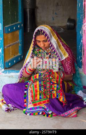 November 22, 2017. Asia, India, State of Gujarat, Bhuj,Kutch, Ludiya ...