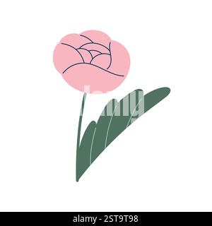 Hand drawn doodle style peony flower wreath. floral design element ...