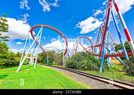 Roller Coaster in funny amusement park Stock Photo - Alamy