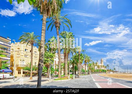 Seafront of Sitges,a beautiful town near Barcelona.Spain Stock Photo ...