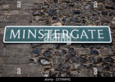 Minstergate road sign, Thetford Stock Photo - Alamy
