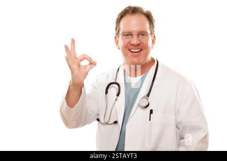 Male Doctor Giving the Okay Sign with His Hand Isolated on a White ...