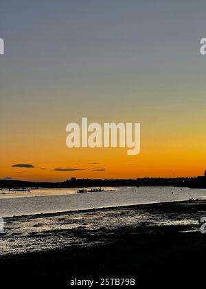 Dawn over the River Coquet, Amble, Northumberland, north east England ...
