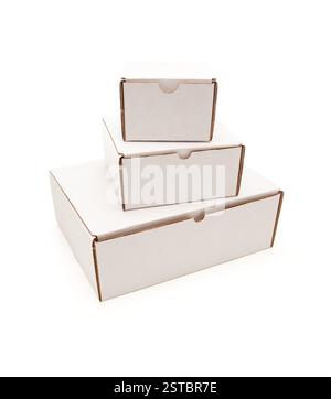 Stack of Blank White Cardboard Boxes Isolated Stock Photo - Alamy