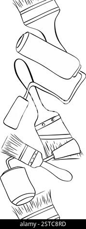 Paint roller icon sign. Seamless pattern on a gray background. Vector ...