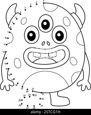 Dot to Dot Three Eyed Monster Isolated Coloring Stock Vector Image & Art - Alamy
