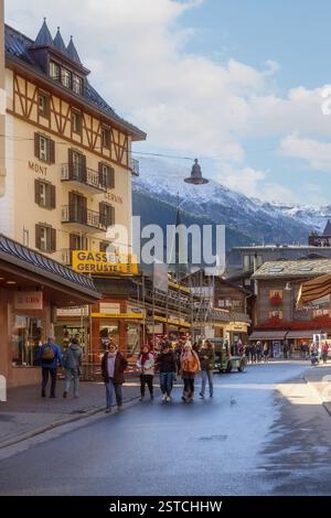 Zermatt, Switzerland - October 7, 2019: Town street view in famous ...