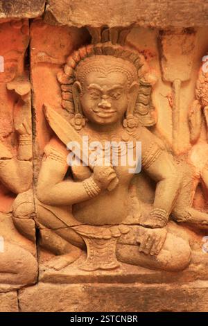 Decorative wall carving, Terrace of the Leper King Stock Photo - Alamy
