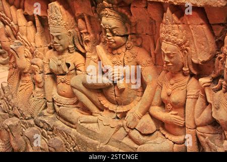 Decorative wall carving, Terrace of the Leper King Stock Photo - Alamy