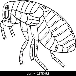 Insect Flea Animal Isolated Coloring Page for Kids Stock Vector Image ...