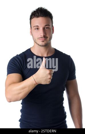 Handsome young man doing ok sign gesture with both hands expressing ...