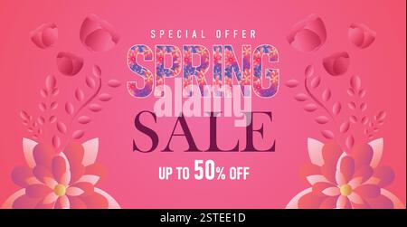 Seasonal spring sale promotion horizontal banner template set. Vector ...