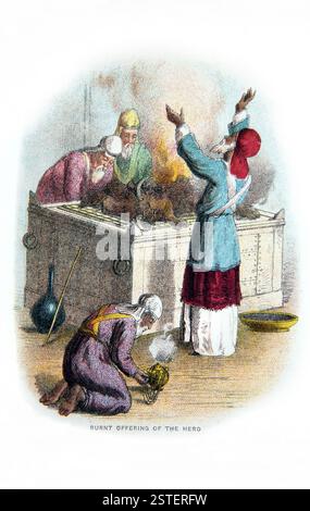 Illustration of the High Priest at the Altar of Burnt Offerings in the ...