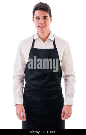 Black man wearing an apron and cooking in action. Mixed media Stock ...