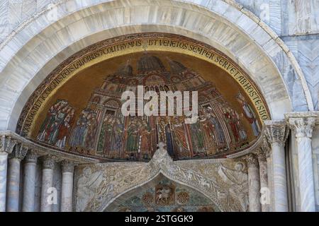 St. Mark's Basilica, Tympanum and lunette of st. Alypius portal with ...