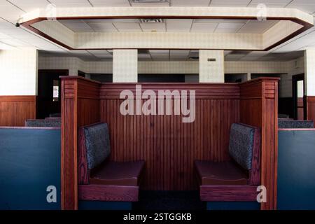 The interior of The Diner, a classic american diner restaurant, is ...