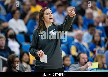 Michigan State head coach Robyn Fralick watches from the sideline ...