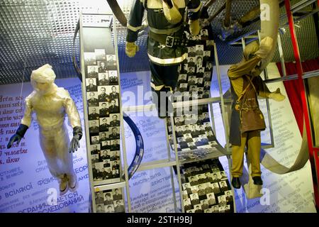 Photo shows an exhibit inside the Chernobyl Museum in Kyiv, Ukraine on ...