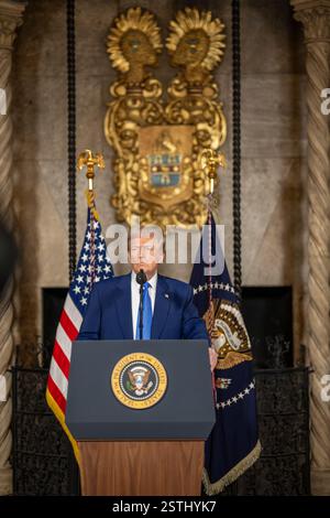 President Donald Trump takes questions during press briefing with the ...