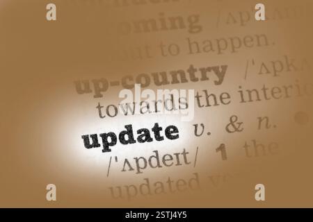 Update Dictionary Definition single word with soft focus Stock Photo ...