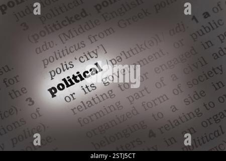 Political Dictionary Definition single word with soft focus Stock Photo ...