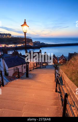 Sunset from the 199 steps at Whitby Stock Photo - Alamy
