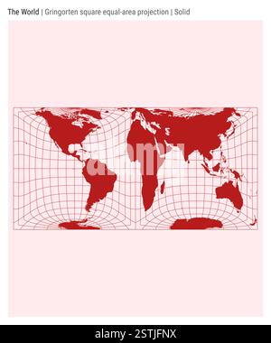 Map of the World. Gringorten square equal-area projection. Globe with ...