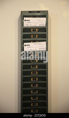 Time clock and time clock cards of Renfe employees. 20th century ...
