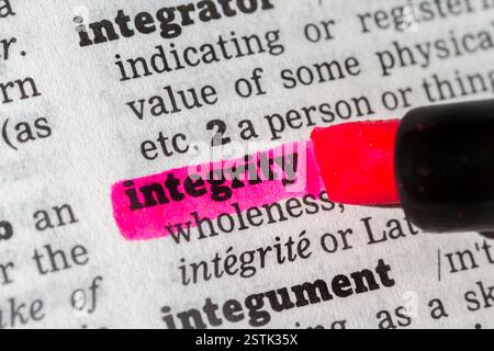 Integrity Dictionary Definition Stock Photo - Alamy