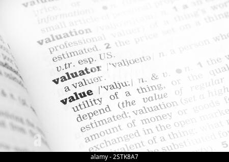 Value Dictionary Definition Stock Photo - Alamy