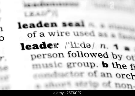 Leader Dictionary definition single word with soft focus Stock Photo ...